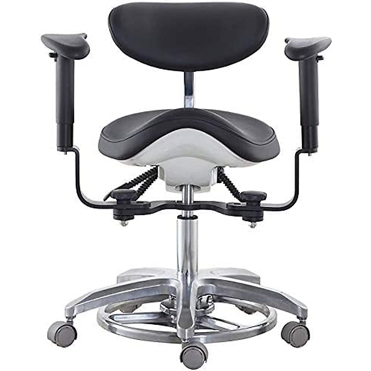 MrHugoo Medical Dynamic Chair Stool Microscope Chair,Ergonomic Saddle Stool,Foot Control,Swiveling Armrest Chair, PU Fabric Leather