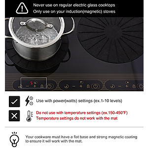 Lazy K Induction Cooktop Mat - Silicone Fiberglass Scratch Protector - for Magnetic Stove - Non Slip Pads to Prevent Pots from Sliding During Cooking (9.4 inches)