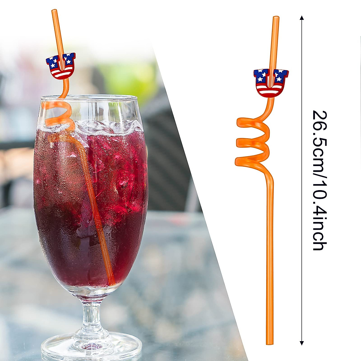 MDDRUIQI Patriotic Party Supplies Patriotic Party Accessories for Kids,24Pcs Patriotic Decorations,Patriotic Straws Decor for Outdoor Home Outside