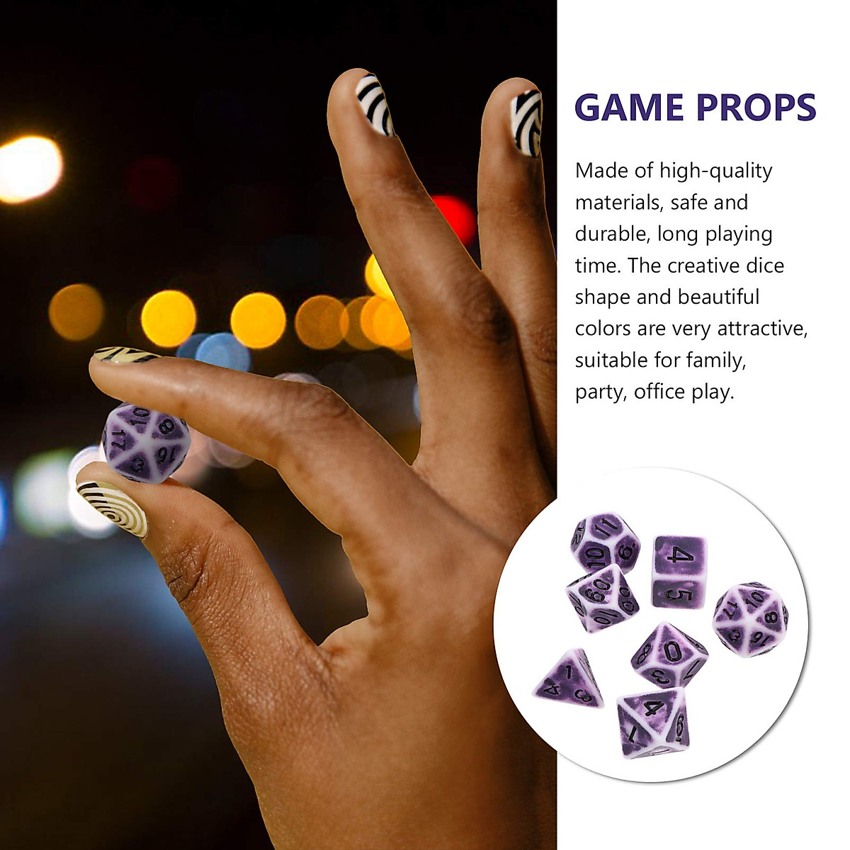 7pcs Polyhedral Dice Set Board Game Dice Dice RPG MTG Dice Set for D&D Games Roleplay Party Supplies