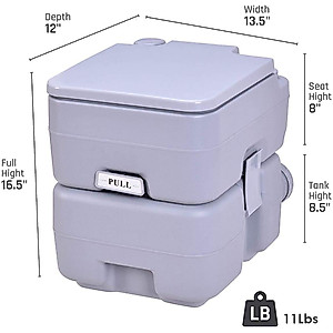 S AFSTAR Portable Flush Toilet Potty Commode 5.3 Gallon 20L for Camping RV, Boating and Other Recreational Activities, Powerful Push Pump Compact Commode w/Waste Tank & Built-in Rotating Spout