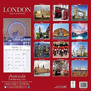 England Calendar - London Calendar - Calendars 2020 - 2021 Wall Calendars - Photo Calendar - London 16 Month Wall Calendar by Avonside