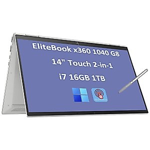 HP EliteBook X360 1040 G7 4G LTE 2-in-1 Business Laptop (14" FHD Touchscreen, Intel 6-Core i7-10810U, 32GB RAM, 1TB SSD, IST Rechargeable Stylus) 2X Thunderbolt 4, Wi-Fi 6, Webcam, Win 11 Pro, Silver