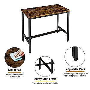 Hooseng Bar Table Set, 47" Pub Table High Table, Counter Dining Table with 2 Stools, 3 Piece Rectangle Kitchen Table Set Breakfast Bar Table for 2 Ideal for Kitchen, Living Room, Rustic Brown