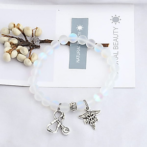 UJIMS Medical Assistant Graduation Gifts MA Stethoscope Charm Bracelet Medical Doctor Nurse Jewelry MA Caduceus Gift (MA Stethoscope Bracelet)