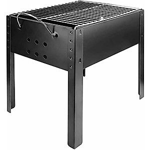 LANTRO JS Folding Portable Barbecue Charcoal Grill,Barbecue Desk Tabletop Outdoor Stainless Steel Smoker BBQ for Outdoor Cooking Camping Picnics Beach(20.47"x13.39"x19.25")