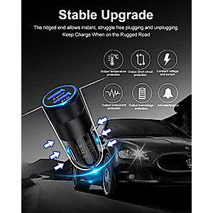 30w Car Charger, Quick Charge 3.0 Cigarette Lighter Adapter, 2 Port Fast Charging Car Plug for iPhone 15 Pro Max 14 13 12 XR X, Galaxy S24 Ultra S23 FE A25 A13 A24, USB Auto Cargador Carro for Travel