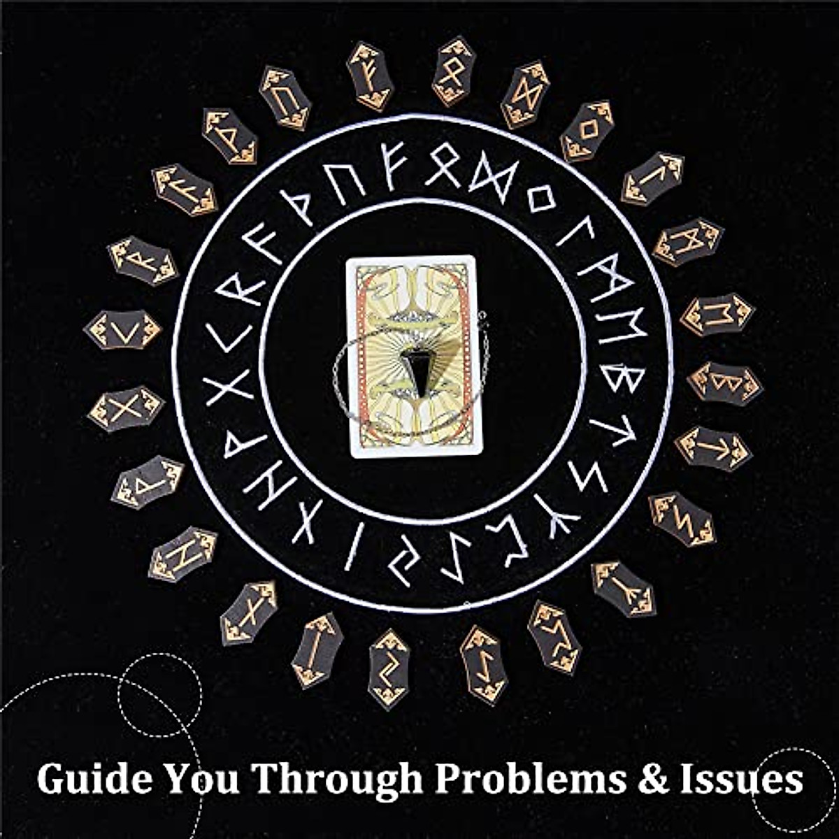 CRASPIRE Wood Rune Set Handmade Wooden Divination Tool with Altar Cloth Dedicated Storage Bag Rune Casting Witchcraft Supplies for Divination Entertainment