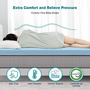 iHomy 3 Inch Memory Foam Mattress Topper Cooling Gel Infused King Mattress Toppers (King, 3 Inch (No Cover))