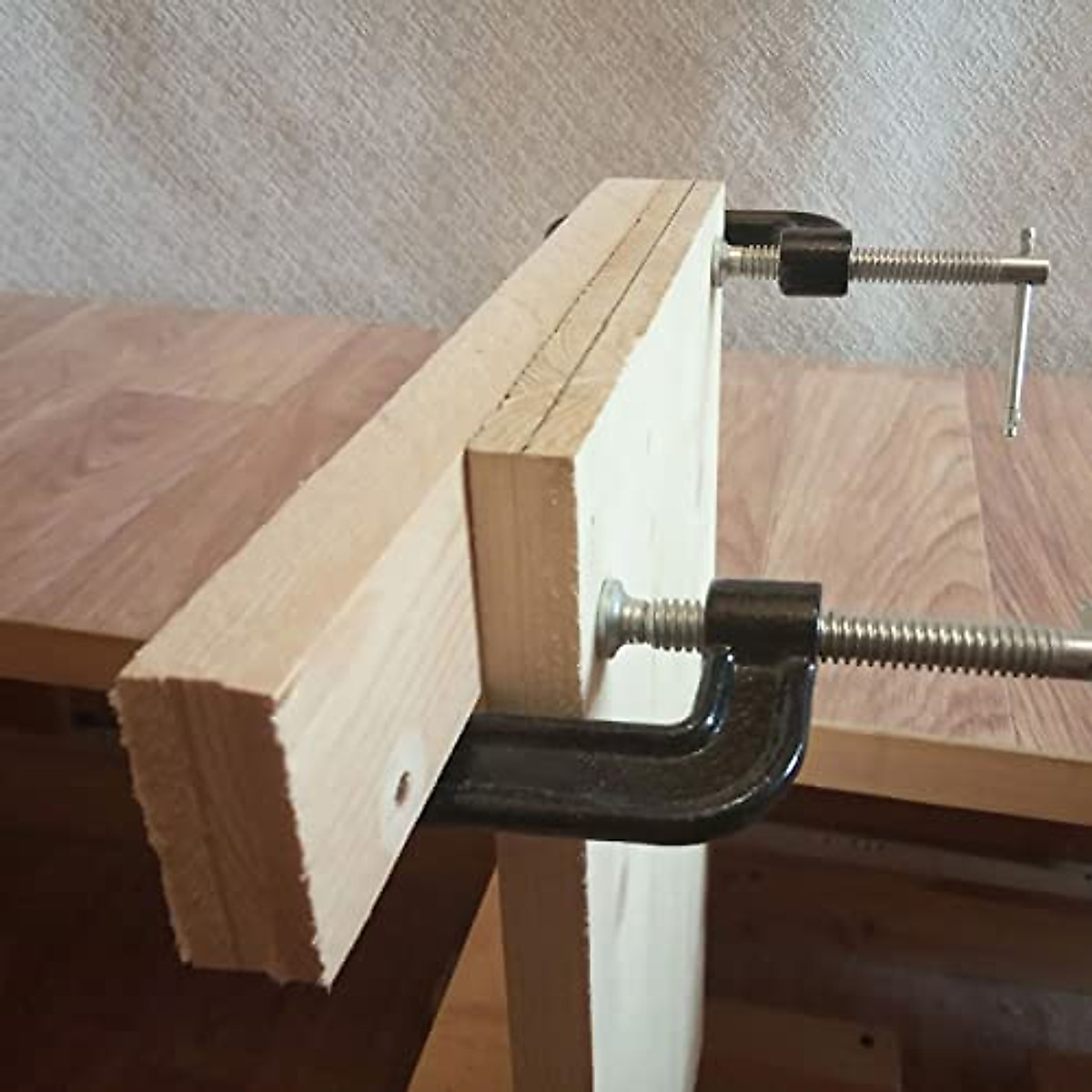 FUNSUEI 4 PCS 6 Inch C-Clamp, Malleable Iron C Clamp with Swivel Pad, Heavy Duty C-Clamp with 6 Inch Jaw Opening for Woodworking, Clamping, Welding, Black