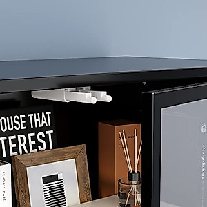 AIEGLE Kitchen Pantry Storage Cabinet with Glass Doors & Drawer, Freestanding Kitchen Pantry Cupboard, Utility Pantry Cabinet for Dining Room, Living Room, Black (31.5”W x 13.8”D x 70.9”H)