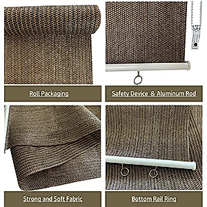 Vocray Outdoor Roller Shade, Patio Blinds Roll Up Shade with 95% UV Protection (6' W X 6' L), Coffee