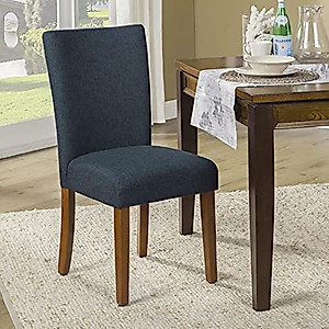 HomePop Parsons Classic Upholstered Accent Dining Chair, Set of 2, Navy
