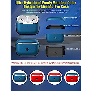 AirPods Pro Case Cover with Lanyard, Luxury AirPod Pro Cover Compatible Apple AirPods Pro Charging Case, Soft Silicone + Hard Shell Dual Layer Protective Case for AirPods Pro Accessories (Blue)