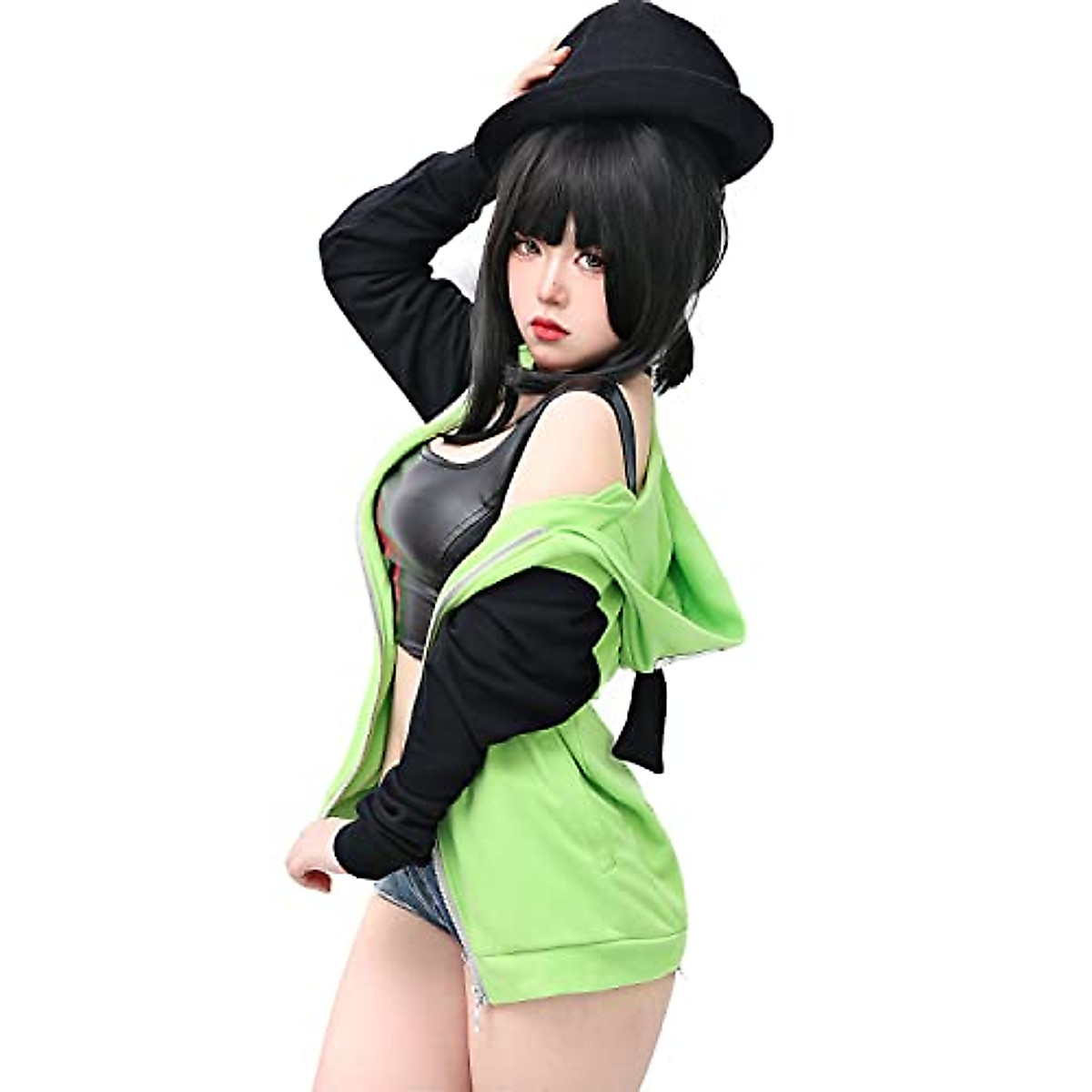 C-ZOFEK ZIM Cosplay Hoodie Mens Womens Green Coat with Ears for Halloween and St. Patrick's Day Costume