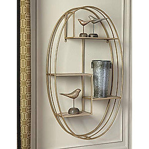 Signature Design by Ashley Elettra Modern Multi-Purpose Chic Wall Shelf, Gold Finish