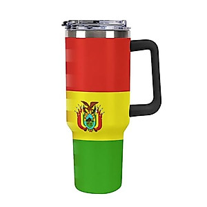 U.S.A Bolivia Flag 40oz Water Bottle Double Wall Insulated Tumbler with Handle Leakproof Travel Mug Black-style