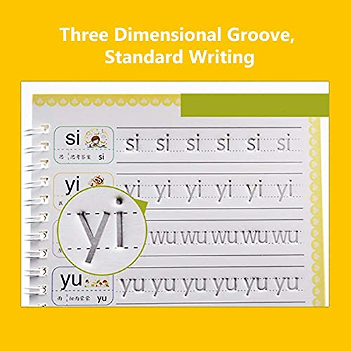 Magic Practice Copybook, Reusable Practice Calligraphy Tracing Book Set with Chinese, English, Painting, Spelling, Digital, Math