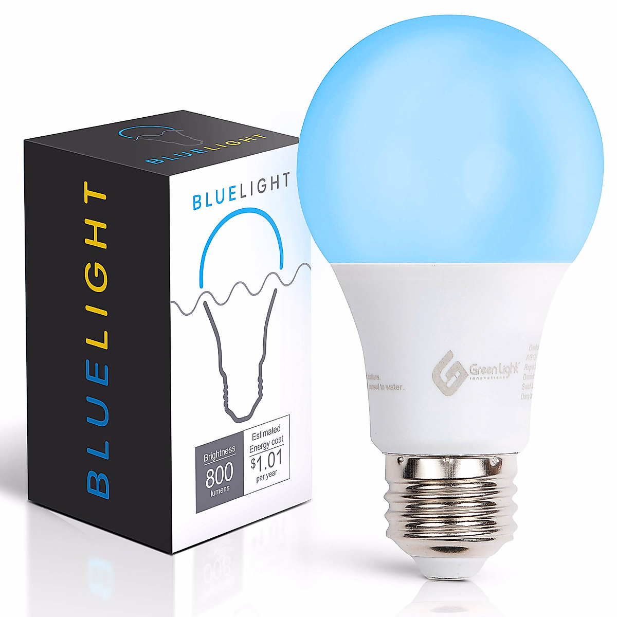 GLI Blue Light Germicidal Light Bulb – 100% Safe Non-UV - Switches from Sanitizer to Std 800 Lumens Bulb – Portable Disinfection, Screws into any E26 Socket – Kills 99% Germs & Pathogens – Ozone Free