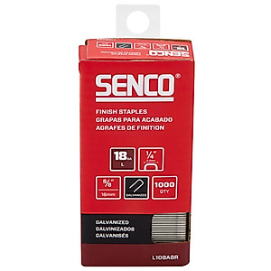 SENCO L10BABR 5/8" 18 Gauge 1/4" Crown Finish Staples, Galvanized Finish 1,000 Count Pack