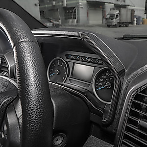 Voodonala Carbon Fiber Grain Dashboard Trim for 2015-2020 Ford F150 F250 F350 Super Duty