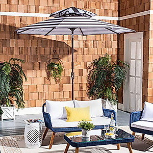 Safavieh PAT8204D Outdoor Iris Fashion Line Grey and White 9-Foot Double Top UV Protected Umbrella