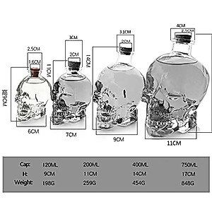 120ml Crystal Glass Skull Bottle ,Halloween Skull Glass Potion Bottle