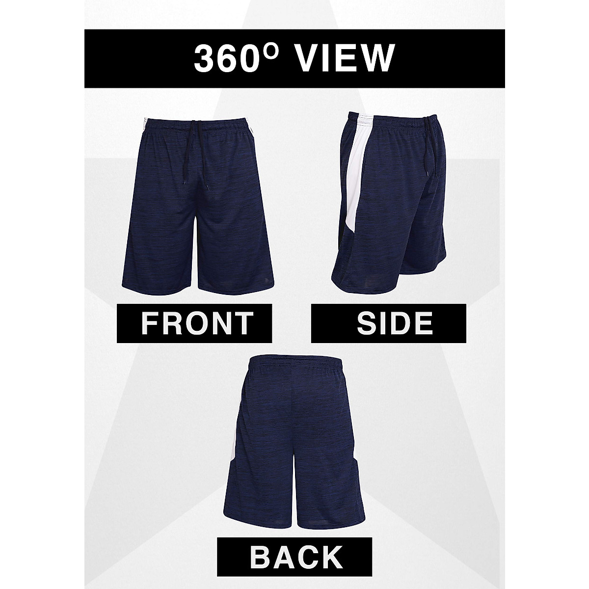 Reset Men's Athletic Workout Shorts with Pockets Dri-Fit Color Block Mesh Gym Shorts - 4 Pack (Navy/Gray/Black/Burgundy, XX-Large)