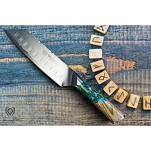 Dalstrong Valhalla Series Santoku Knife 7" Bundled with Slicing & Carving Knife 12" - w/Leather Sheath