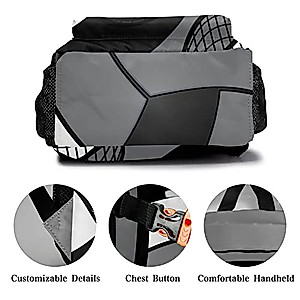 ArtGift Personalized Sports Volleyball Grey with Name Text Custom Backpack for Sport Camping Picnic, 12.2(L) x 5.9(W) x 16.5(H) Inch