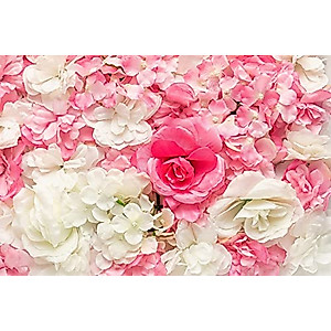 Flowers Wall Panel 4 PCs (11 SQFT) 24"x16" Carnations 3D Flower Wall Decor Silk Flowers for Nails Room, Home Office, Wedding Backdrop, Bridal Shower, Baby Girls Room, Nursery, Pink Room Décor