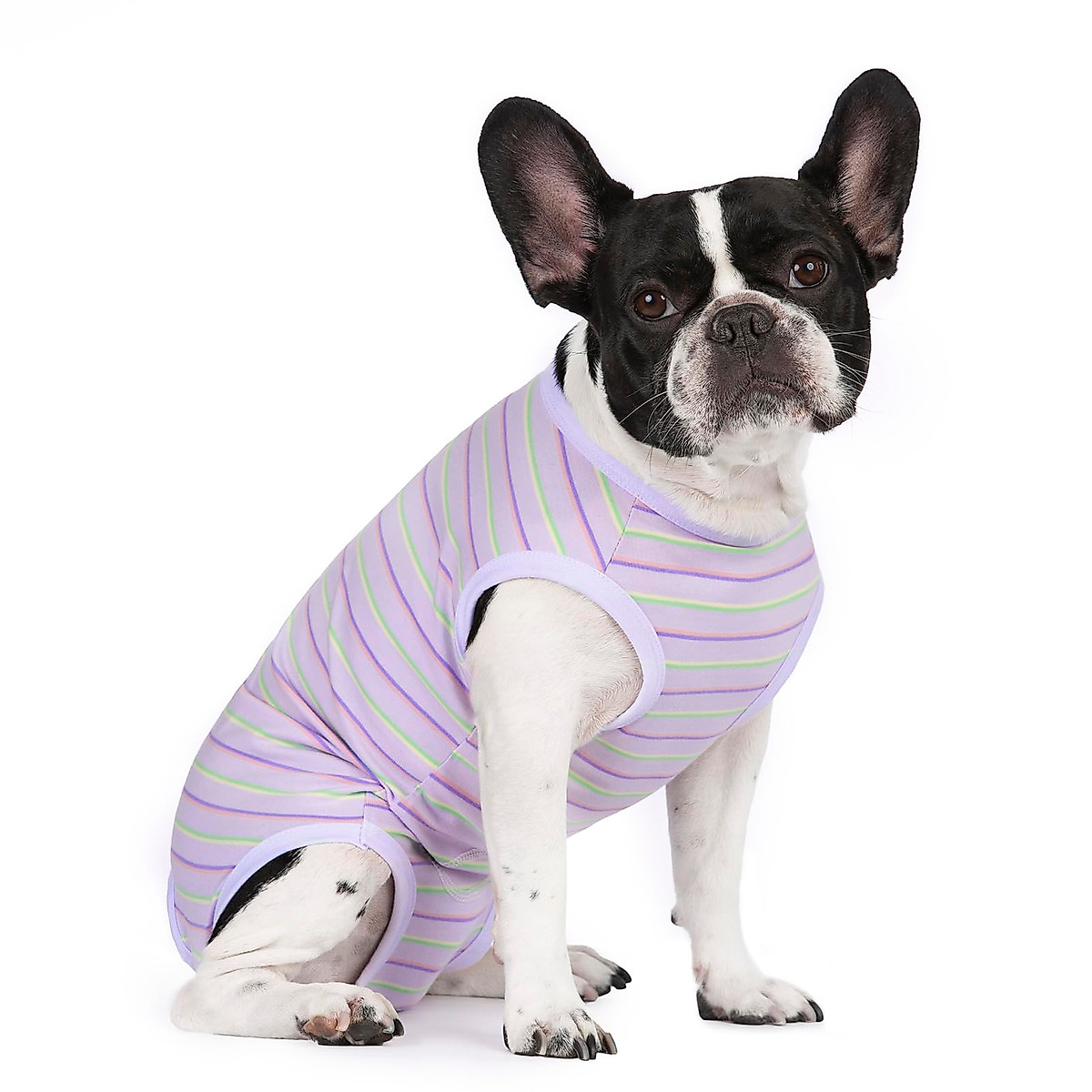 Puppy Striped Recovery Suit for Female Male Dogs Cats,Zip Up Dog Onesie Recovery Shirt Abdominal Wounds,Professional Spay Neuter Dog Pet Bodysuit After Surgery Wear Anti Licking Wounds
