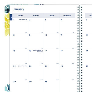 Blueline Monthly 14-Month Planner, Floral Watercolor Artwork, 11 x 8.5, Multicolor Cover, 14-Month (Dec to Jan): 2022 to 2024