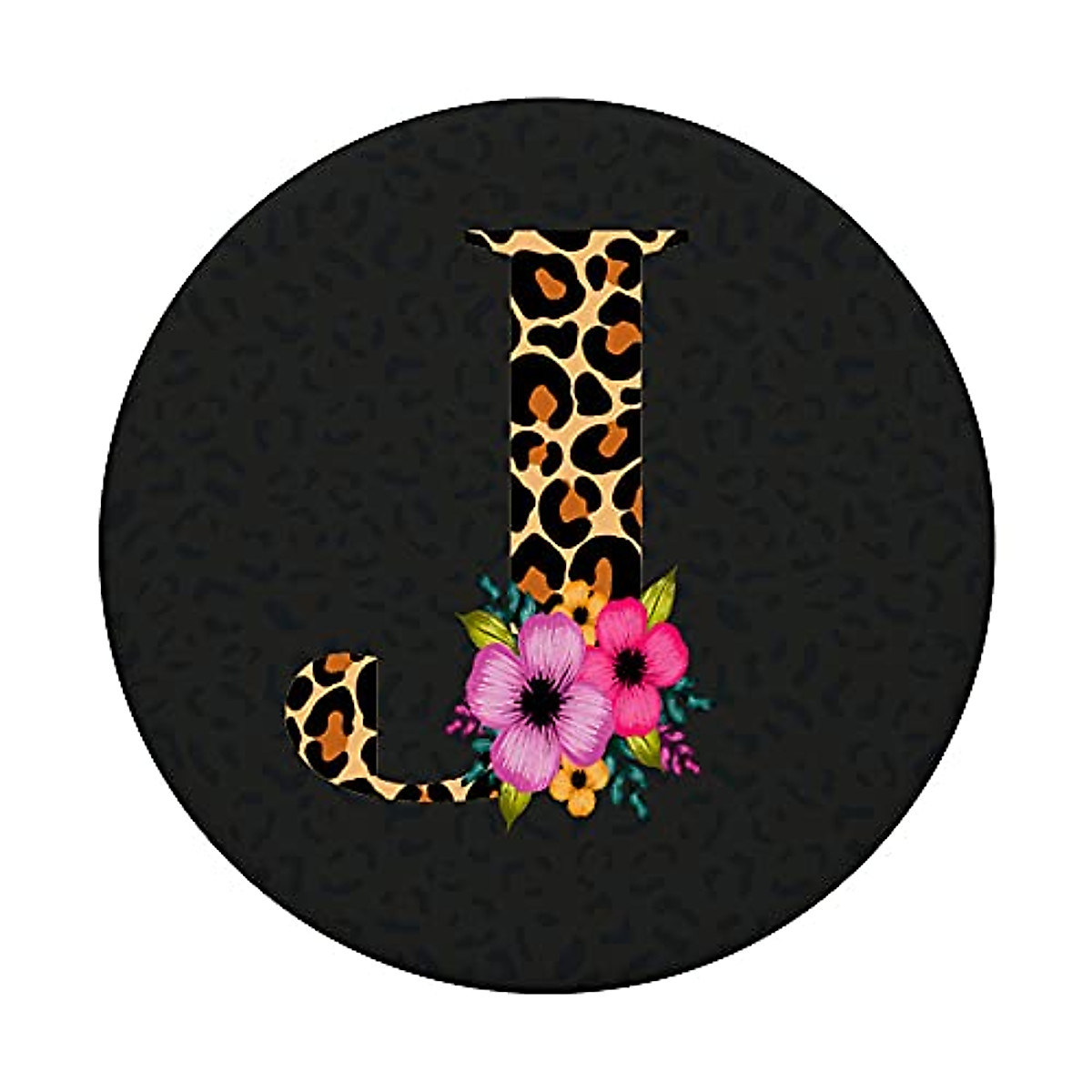 Leopard Cheetah Animal Print Flower Letter J Monogram PopSockets Swappable PopGrip