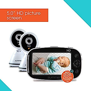 Summer Baby Pixel Zoom HD Duo 5.0” Video Baby Monitor (2 Cameras) – High Definition Baby Monitor with Clearer, Nighttime Views, SleepZone Boundary Alerts and Remote Camera Steering
