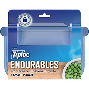 Ziploc Endurables Small Pouch, 1 Cup, Reusable Silicone Bags and Food Storage Meal Prep Containers for Freezer, Oven, and Microwave, Dishwasher Safe
