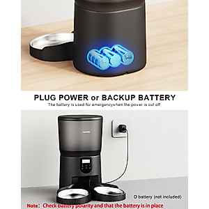 Automatic Cat Feeders for Two Cats, Katalic 6L/25.4cup Double Automatic Cat Food Dispenser with 2 Stainless Bowls,10s Meal Call and Timer Setting 20 Portions 4 Meals Per Day,Pet Feeder for Cat and Dog