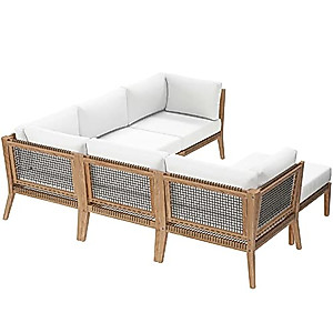 Modway Clearwater, 6-Piece Sectional Sofa, Gray White