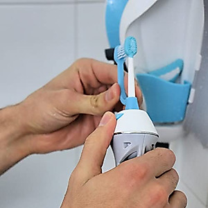 Water Flossing Dual-Head Toothbrush Tip, Tooth Shower Replacement Toothbrush Heads and Other Water Flossing Accessories, Oral Irrigator for Teeth with or Without Braces, Flossing Toothbrush (Blue)