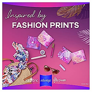 Always Radiant Feminine Pads For Women, Size 1 Regular Absorbency, Multipack, With Flexfoam, With Wings, Light Clean Scent, 30 Count x 3 Packs (90 Count total)