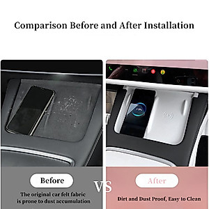 HNCYHX Center Console Wireless Charging Mat for Tesla Model 3 Model Y 2021-2023 ，Carbon Fiber Pattern Wireless Charging Silica Gel Mat Decoration Interior Car Accessories (White)