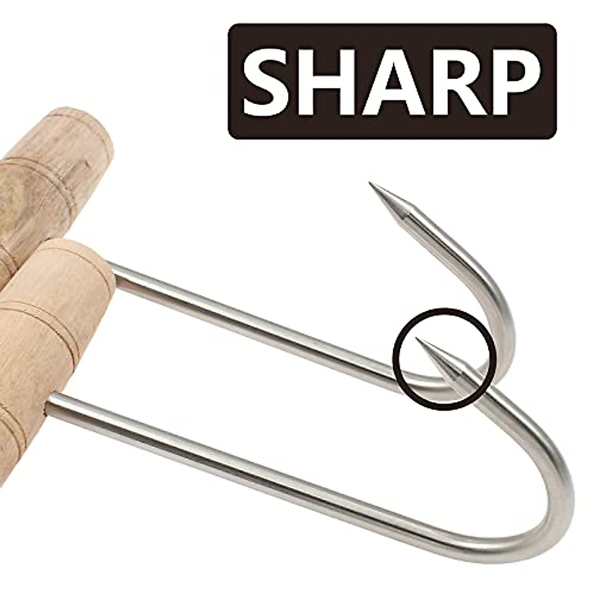 Bonsicoky 2PCS Meat Hooks for Butchering, 7 Inch Stainless Steel T Shaped Butcher Hooks for Butcher Shop, Fish Shop, Roast Duck Restaurant