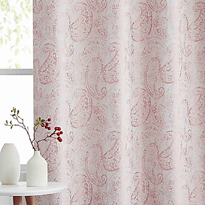 Muse Dream Coral Pink Paisley Blackout Curtains 63 Length 2 Panels Set for Bedroom Floral European Style Print Curtains Living Room 52 Wide Thermal Insulated Window Panels Grommet Top 52" Wx63 L