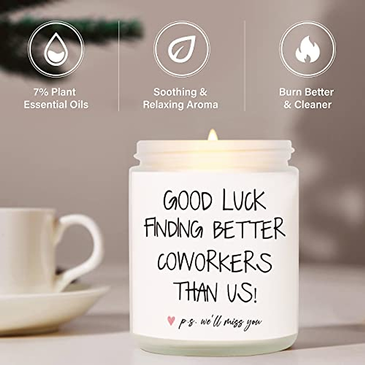 BAUBLEDAZZ Coworker Leaving Gifts, Funny Going Away Gift for Coworker, Goodbye Gifts for Coworkers- Scented Candles for Coworker, 7oz, Soy Wax (Lavender)