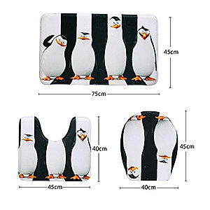 Amagical 16 Pieces Shower Curtain Set Bath Mat Set Contour Mat Toilet Cover Penguins Cute Animals Print Shower Curtain with 12 Hooks