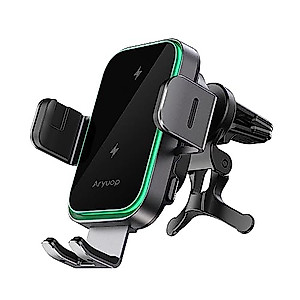 15W Fast Wireless Car Charger Mount Dual Coil - Auto Alignment Clamping Wireless Car Phone Charger, Dashboard Windshield Wireless Charging Car Holder for iPhone15/14/13/12/Pro Max/Samsung Galaxy