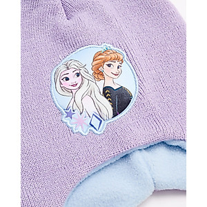 Disney Girls’ Winter Set: Ear Flap Beanie Hat, Gloves or Mittens: Elsa, Anna, Princess (Age: 2-7), Size Age 4-7, Purple Glove