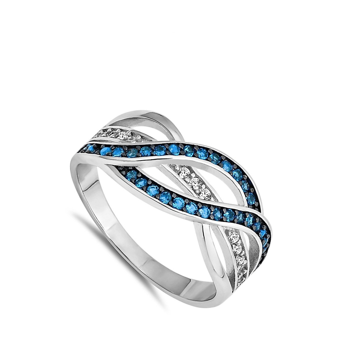 Infinity Knot Blue Simulated Topaz Promise Ring New 925 Sterling Silver Band Size 7