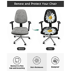 Big buy store Office Chair Cover Daisy Flower Desk Chair Cover, Protective Stretchable Universal Computer Chair Covers, Butterfly White Blooms Decorative Stretch Rotating Gaming Chair Slipcovers