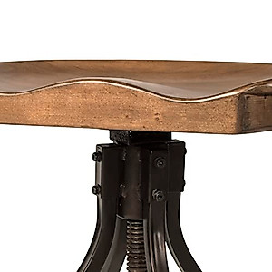 Hillsdale Worland Swivel Backless Stool, Adjustable Stool (One Stool), Brown